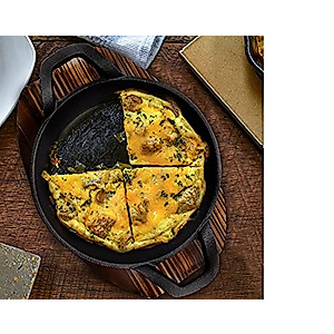 Bruntmor Mini Cast Iron Sizzler Plates Skillet Set Of 4. Round Fajita Plate With Wooden Base/Pan Tray Serving Sizzling Dish And Fajitas, Hot Steak Skillet Dish Without Sinking (2 Sets)