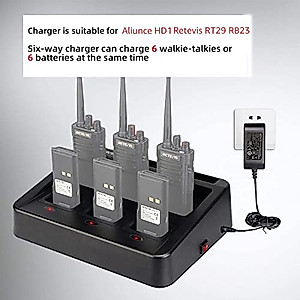 Retevis RT29 Ailunce HD1 Walkie Talkie Six-Way Charger, Practical Multi Charger Compatible with Retevis RT29 RB23 Ailunce HD1 Two Way Radio (1 Pack)