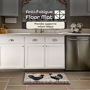 Anti-Fatigue Floor Comfort Mat - 18 x 30 Inch (Rooster) - Waterproof Non-Slip Rug - Easy to Clean Cushioned Mat for Kitchen, Bathroom, Standing Desk & Office - Achim Home Decor