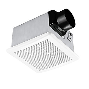 Tech Drive Very-Quiet Bathroom Ventilation and Exhaust Fan 90 CFM 1.5 Sone, Ceiling Mounted Fan,White Plastic Grille