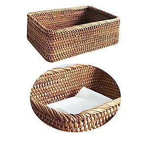 LOVIVER Square Style Wicker Basket Natural Solid Woven Storage Basket Handmake Durable and Eco-Friendly - 30x20x9.5CM