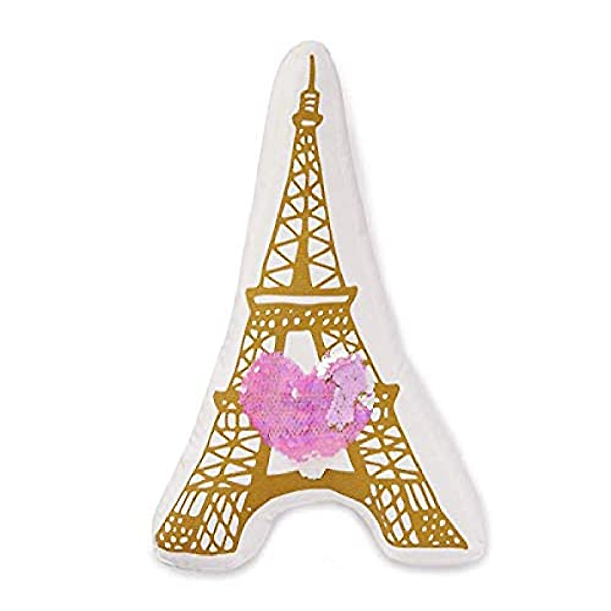Heritage Kids Eiffel Tower Figural Throw Dec Pillow with Heart Sequin, Gold