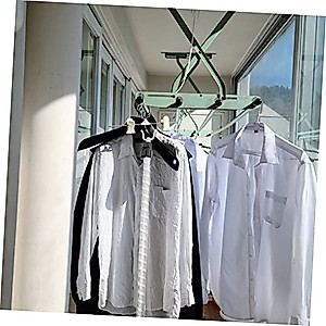 CAXUSD Clothes Pole Adjustable Curtain Rods Outdoor Clothesline Heavy Duty Tension Rod Home Clothesline Rod Hanger Reach Pole Curtain Pull Alloy Silver Simple Pole for Clothes Light Shot