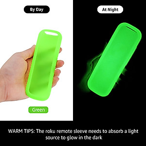 （4 Pack） ONEBOM Cover for Roku Remote, Cover for Hisense/TCL Roku TV Steaming Stick/Express Universal Replacement Controller Silicone Sleeve Skin Glow in The Dark （Green Pink Blue Yellow）