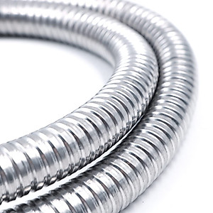 NUZAMAS 2m Shower Hose,Bathroom Toilet Handheld Showerhead Sprayer Extension Replacement Part,for Pull Out Kitchen Spray/Commercial Tap/Sink Mixer/Dish Rinser,Stainless Steel,Chrome