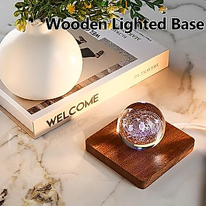 ERWEI LED Wood Light Display Base for Crystal Glass Art Wooden Lamp Stand Base Colorful Square Lighted Base for 3D Crystal Light Pedestal for Resin Art Acrylic Crystal Sphere Holder
