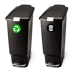 Recycle and Trash Logo Stickers 8 Pack - 2.5in Circle - for Metal or Plastic Garbage cans, and Bins - Indoor & Outdoor - Laminated and UV Protected Premium Decal (Green, XSmall)