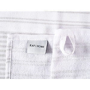 KAF Home Marseilles Reversible Terry Kitchen Towels - Set of 3-100% Cotton (Drizzle Gray)