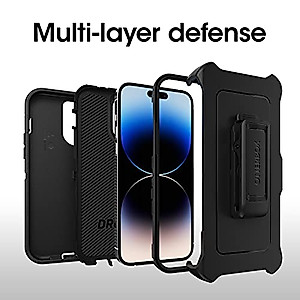 OtterBox iPhone 14 Pro Max (ONLY) Defender Series Case - BLACK , Rugged & Durable, with Port Protection, Includes Holster Clip Kickstand