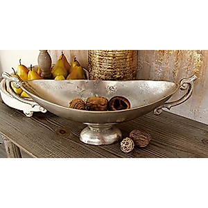Deco 79 Aluminum Decorative Bowl with Handles, 22" x 8" x 9", Silver