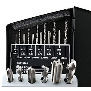 Accusize Industrial Tools 18 Pc Hss Tap and Drill Set, Metric, 0001-0052