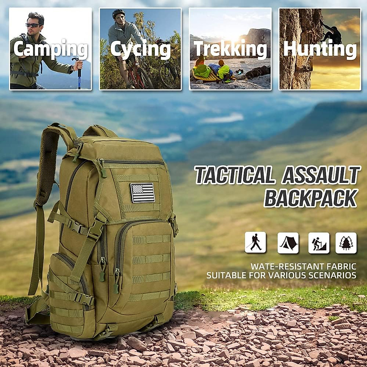 Lovelinks21 Military MOLLE Backpack Outdoor Hiking backpack tactical Gear Tactical Backpack Assault Pack fot Camping Training