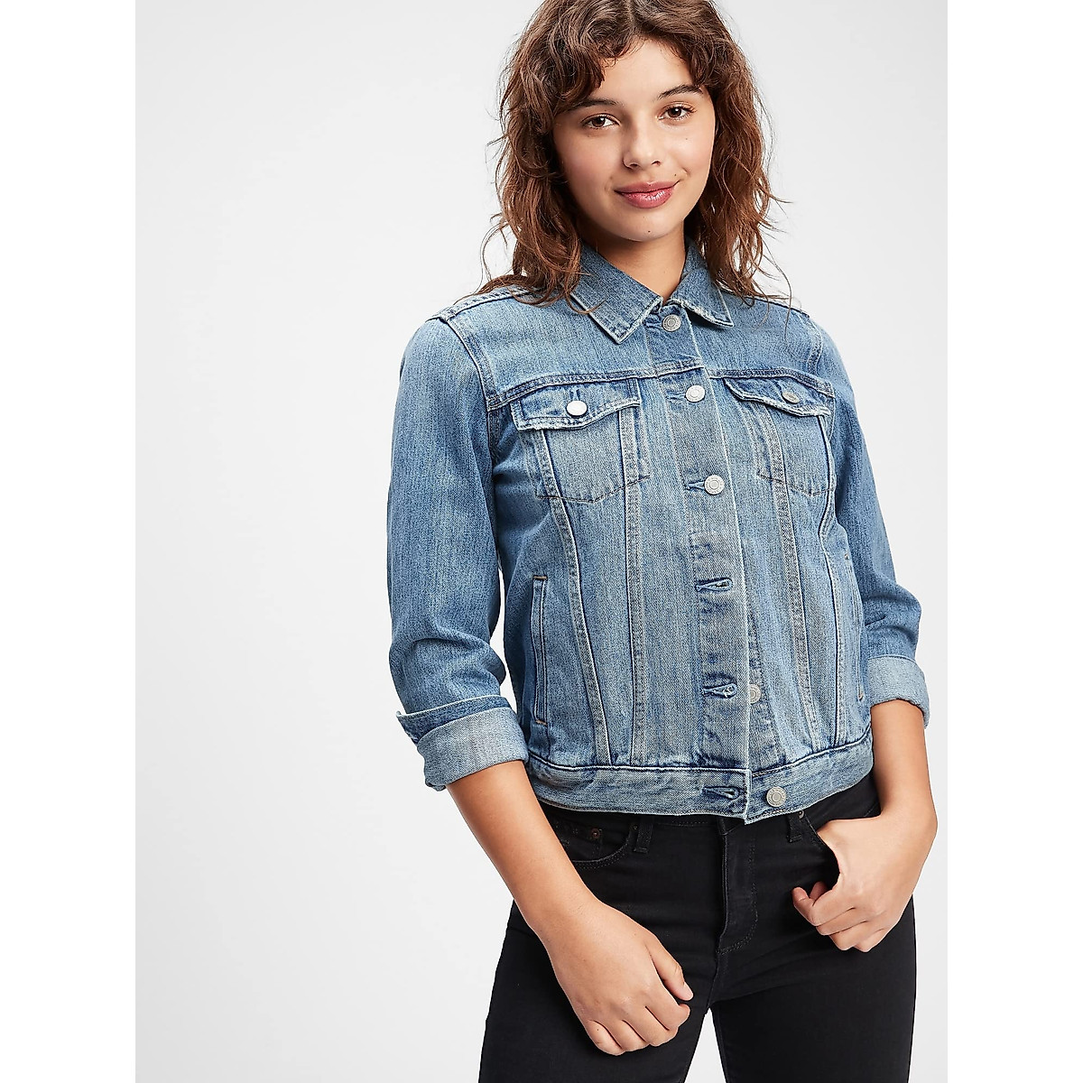 GAP womens Icon Denim Jacket, Medium Wash, X-Large US