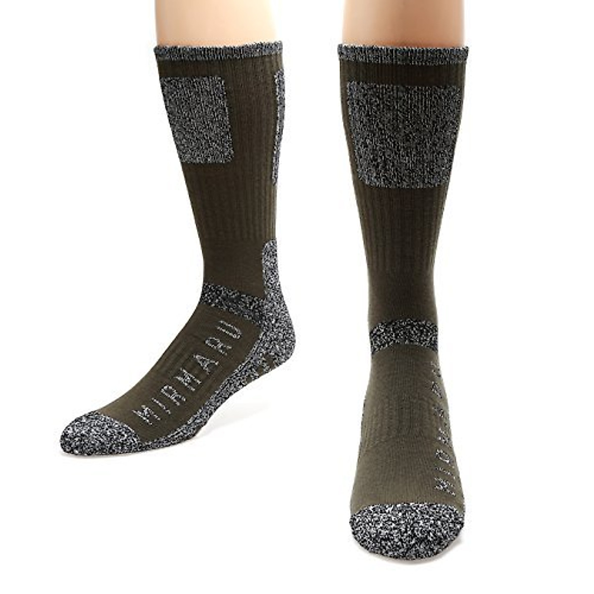 MIRMARU M202-Medium-Men's 5 Pairs Multi Performance Outdoor Sports Hiking Trekking Crew Socks (2Black,2Olive,1Char)