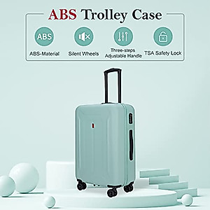 Widfre Luggage Sets 3 Pieces Carry on Suitcase Hardshell Lightweight Travel with Double Spinner Wheels Locks TSA Approved (Green)