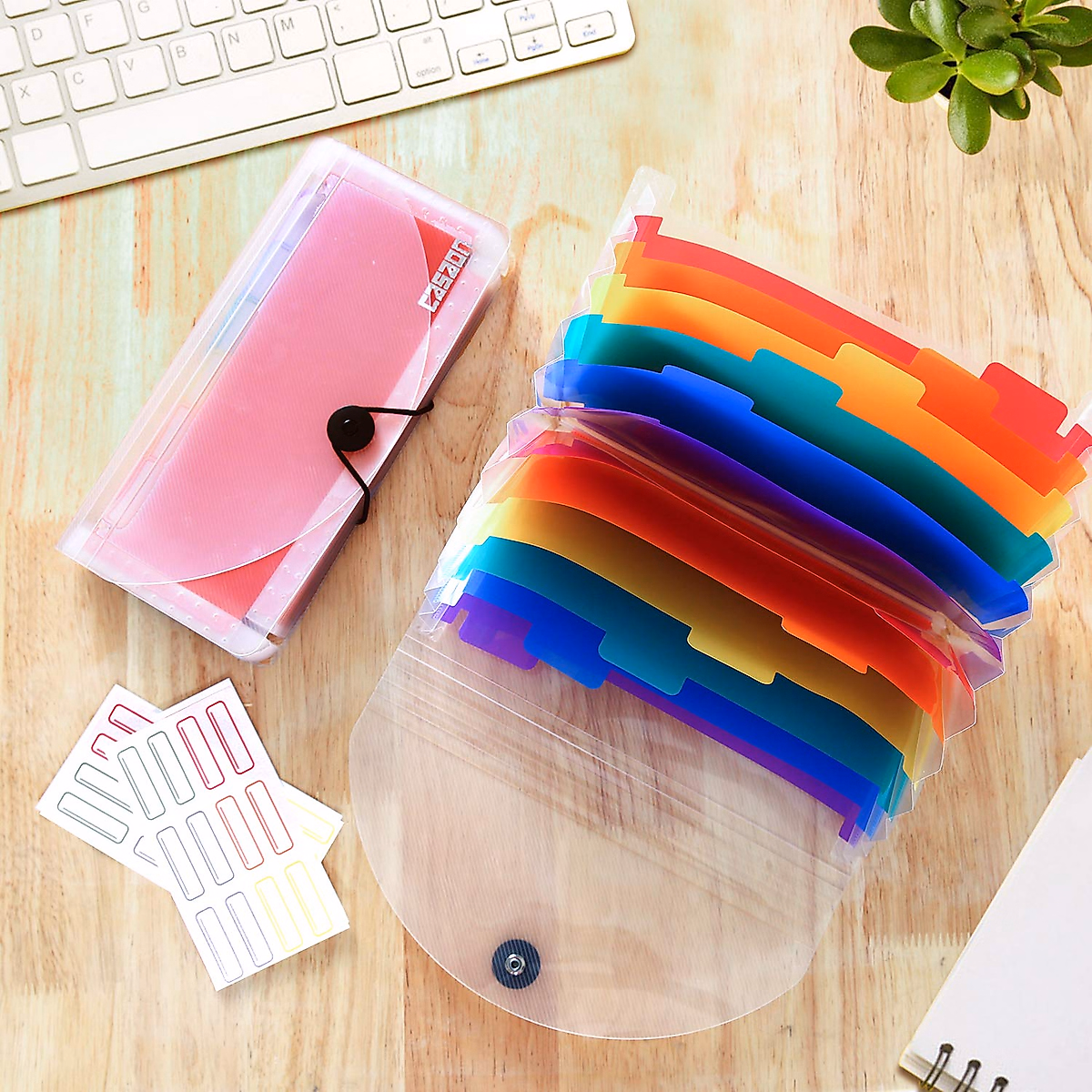 2 Pack 13-Pockets Expanding Accordion File Folder Mini Organizer Wallet for Storage Invoice/Receipt/Cards/Coupon/Tickets