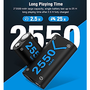 DXKK Rechargeable Battery Pack for Xbox Series X|S, Controller Battery Pack for Xbox One/Xbox One S/X/Elite 2x6120mWh(2550mAh) Accessories