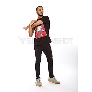 SCREENSHOTBRAND-S11024 Mens Hip-Hop Premium Hipster Tee Hustle Tongue Cartoon Character Print T-Shirt-Black-Small