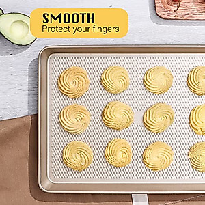 HONGBAKE Baking Sheet Pan Set, Cookie Sheets for Oven, Nonstick Half/Quarter/Jelly Roll Pans with Diamond Texture Pattern, Heavy Duty Cookie Tray