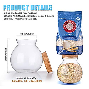 ONEISALL Glass Jar Storage Containers, 60 oz Easter Candy Jar Kitchen Canisters, Airtight Cookie Jar with Cork Lid, Perfect for Candy, Canning, Cereal, Sugar, Beans, Spice, Coffee
