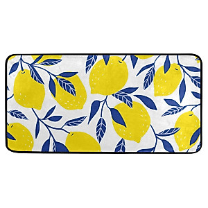 AGONA Anti Fatigue Kitchen Mat Tropical Fruits Yellow Lemons Kitchen Floor Mat Soft Standing Mats Absorbent Area Rugs Non Slip Kitchen Rugs Bath Rug Runner Carpet for Home Decor Indoor Outdoor