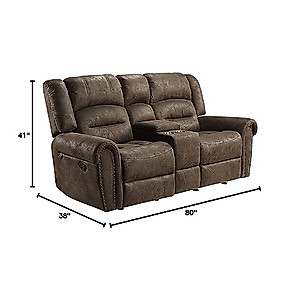 Lexicon Shay Double Glider Manual Reclining Loveseat, Brown
