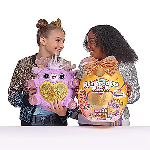 Rainbocorns Epic Golden Egg by ZURU (Reindeer), Girls Toy Includes Stuffed Animal with 25+ Golden Surprises, with Rings, Stickers, Bows, and More - Girls Gift Idea