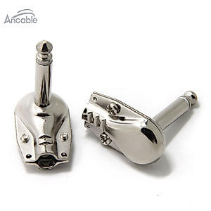 Ancable 4-Pack 1/4" Right Angle Plugs TS Mono Heavy Duty Flat Low Profile Pancake Style for Guitar, Instrument, Speaker/Microphone/Patch Cables - 6.35mm Male 1/4 Inch Phone Plug