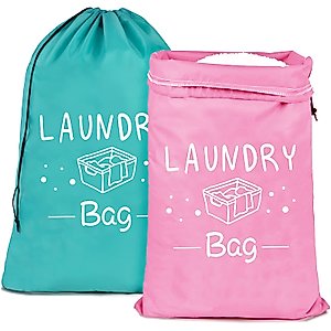 2 Pack Extra Large Travel Laundry Bags with Drawstring, Waterproof XL Laundry Bags for Dirty Clothes Suitcase, Gym Clothes, Machine Washable Camp Dry Wet Laundry Bag Sleepaway Suitable for Fitness
