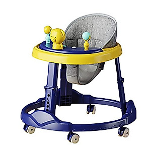 LEIYTFE Folding Walker with Wheels Sit-to-Stand Walker for 6-18 Month Baby,Adjustable Activity Walker,Anti-Rollover Boy and Girl Walker (Color : Blue)