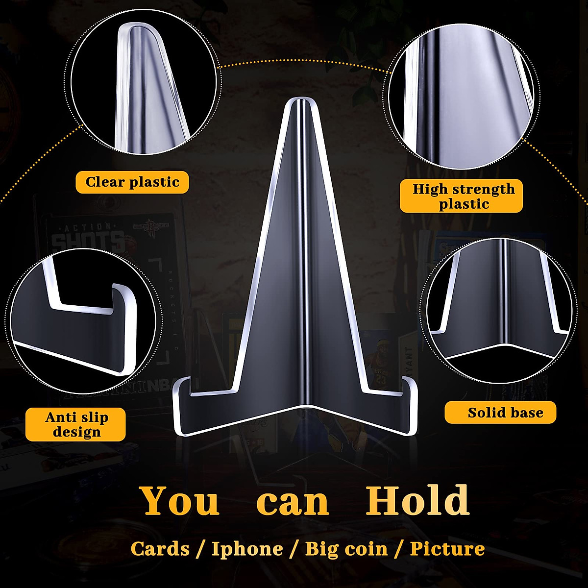 Chinco 20 Pieces Magnetic Card Holders Card Cares with 10 Packs Clear Acrylic Stands 35 Pt Clear Trading Cards Cases Protectors for Sports Card Baseball Card Basketball Card Trading and Display