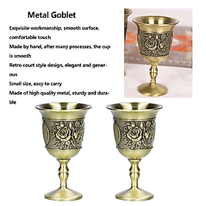 Jopwkuin Metal Drinking Glasses, Antique Goblet Wine Glass Luxury Small Wine Glass European Style Old Wine Glass for Weddings Home Decor Cup for Home Party Dinner Bar