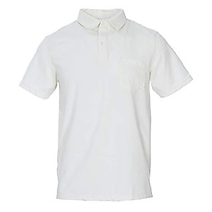 KicKee Menswear Solid Short Sleeve Performance Jersey Polo in Natural, M