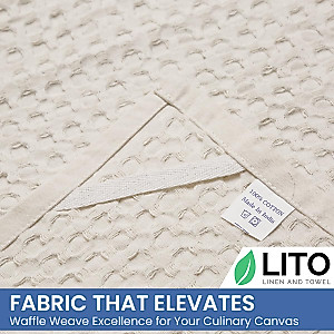 Kitchen Dish Towels Ring Spun Cotton Large 18 x 28 6-Pack Big Waffle - Kitchen Towel, Hand Towels, Tea Towels, Dish Towels and Dish Cloth (Cream).
