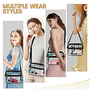 EXQUILEG Clear Bag Stadium Approved - Clear Crossbody Bag with Adjustable Strap, Large Clear Purse for Concerts Sports