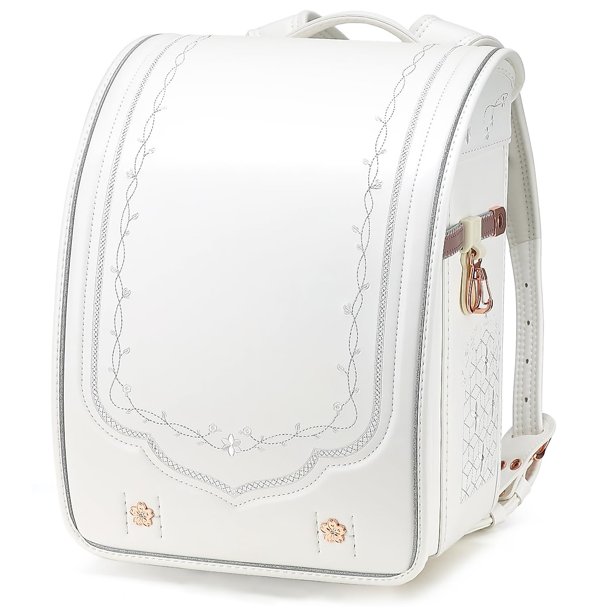 Baobab's wish Ransel Randoseru Backpack Semi-automatic satchel Japanese Elementary school bag for girls boys PU bab-rdjn01 (New White)