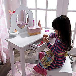 KidKraft Medium Wooden Vanity & Stool - White, Children's Furniture, Kid's Bedroom Storage, Gift for Ages 3-8