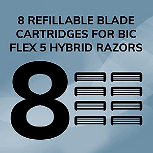 BIC Hybrid Flex 5 Disposable Razor Cartridges for Men, 5 blade razors For Sensitive Skin and a Smooth and Close Shave, Cartridge Only Set with 2 packs of 4 Cartridges each for 8 total cartridges