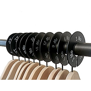 NAHANCO CBWKIT6 Black Round Clothing Size Divider with White Print for Baby/Kid Sizes, 3Mos – 4T, Kit of 50 (10 Sizes of 5 Each)