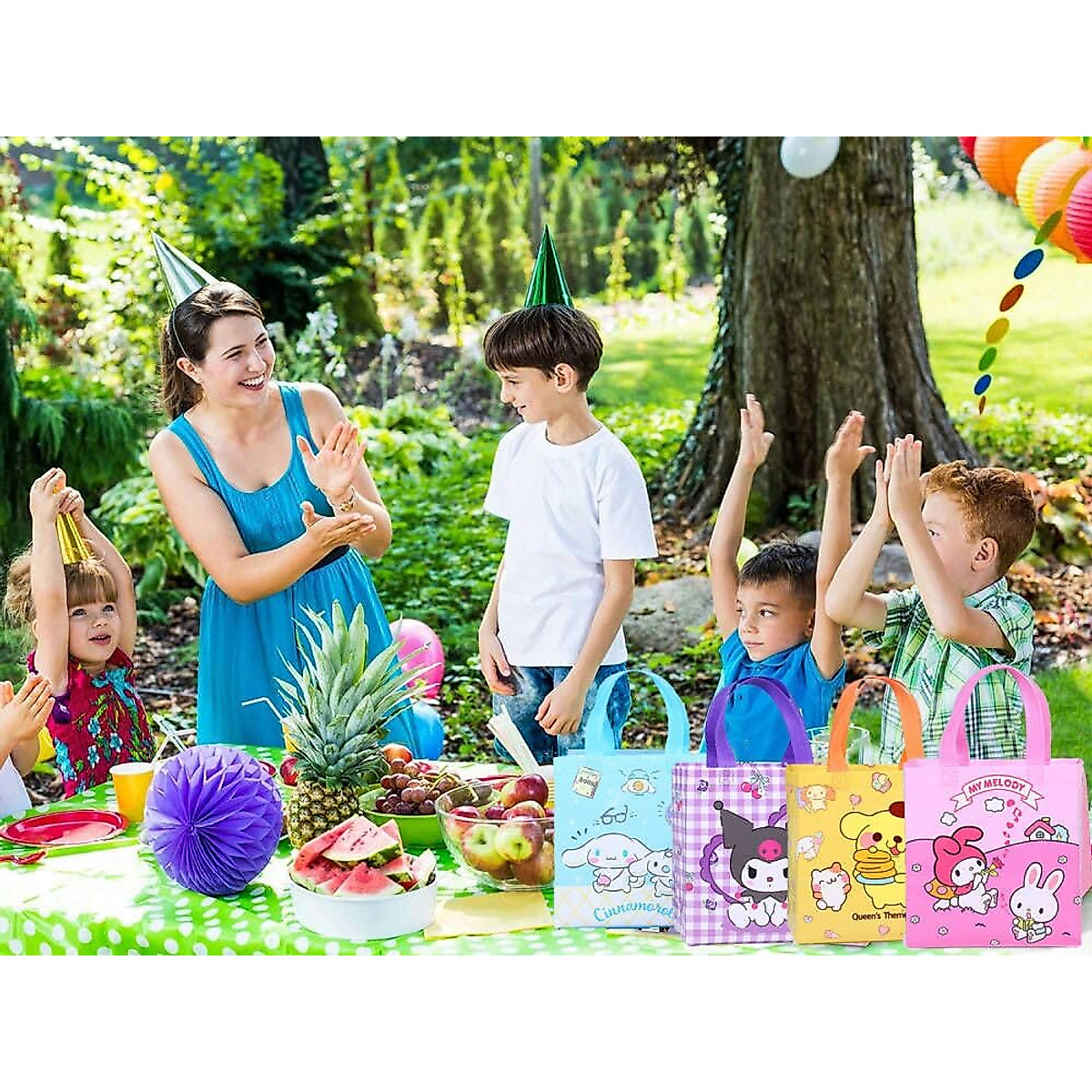 16 Pcs Cinnamo Dog Meledy Cartoon Kawaii Party Favor Bags with Handles, Non-Woven Reusable Goodie Bags Treat Tote Gift Bags for Kids Boys Girls Birthday, Baby Shower,Birthday Party Decorations