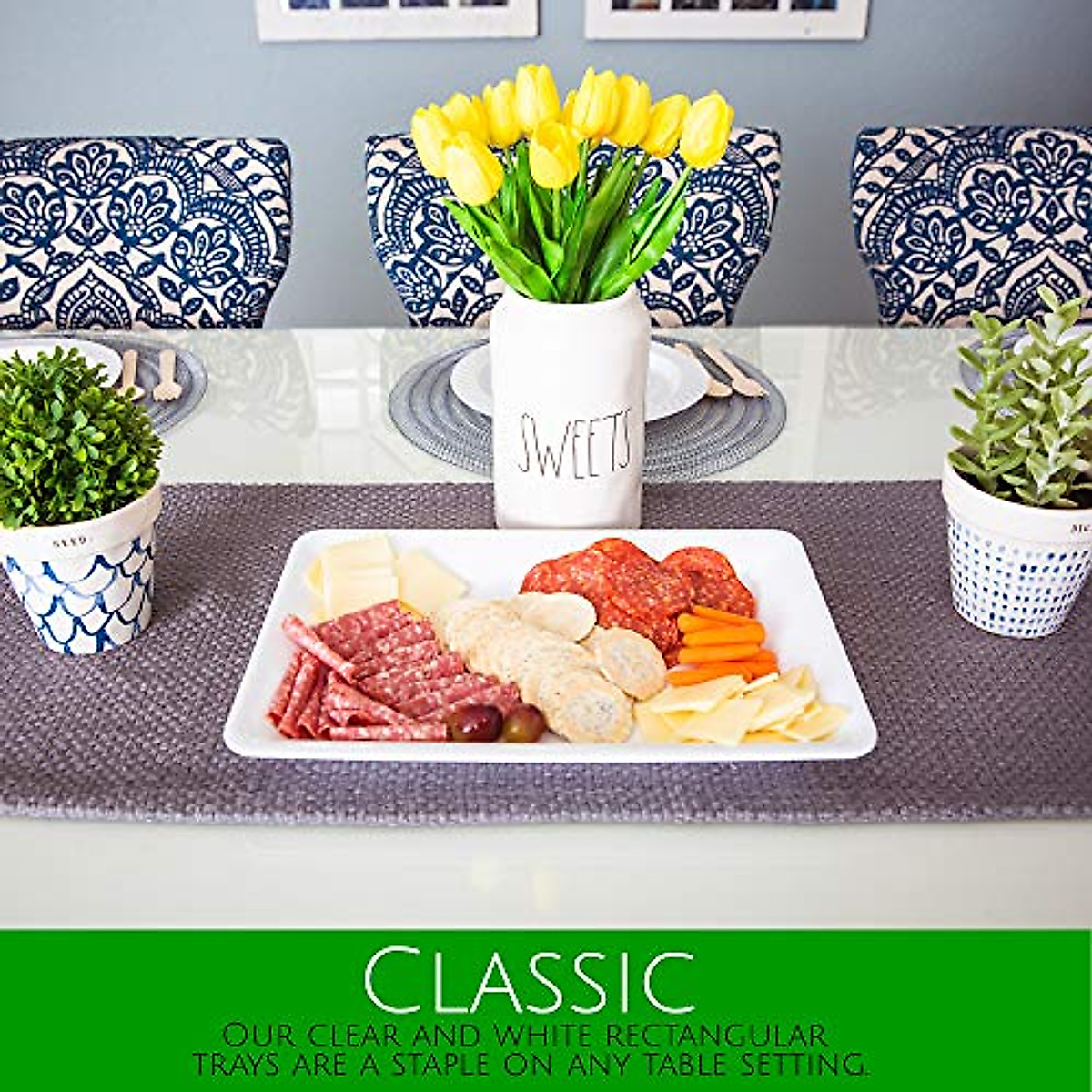 Plasticpro Plastic Serving Trays - Serving Platters Rectangle 10 X 14 Disposable Party Dish Crystal Clear Pack of 4