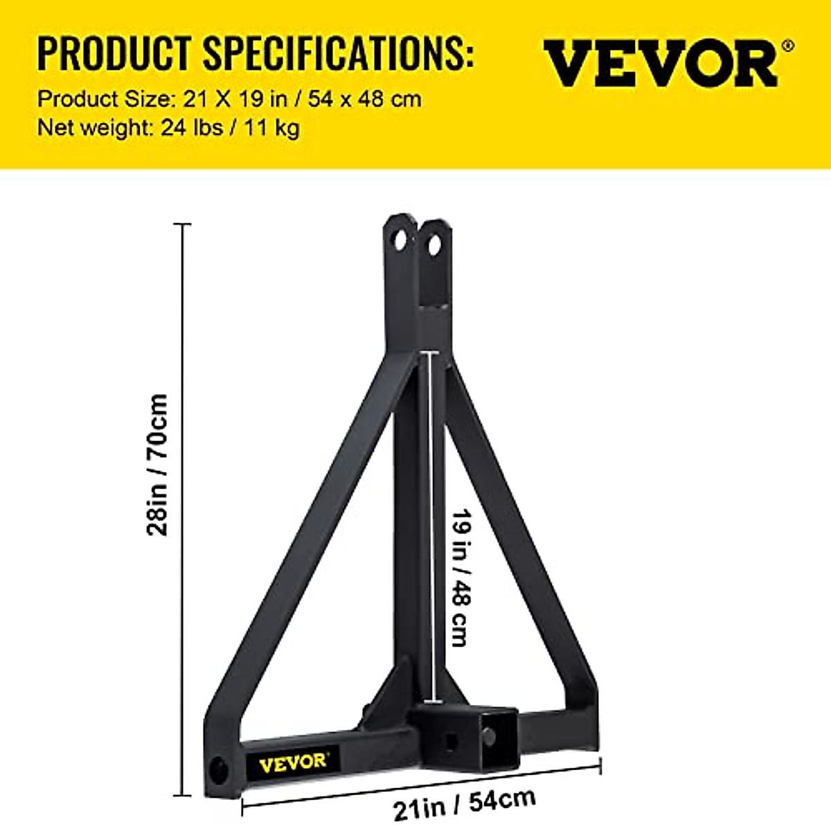 BestEquip 3 Point 2 Inch Universal Trailer Hitch Heavy Duty Receiver Hitch Category 1 Tractor Attachments Tow Hitch with 5000lbs Towing Capacity Black