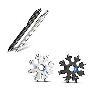 Stocking Stuffers for Men, 18 in 1 Snowflake Multitool Gifts for Men, 9 in 1 Multitool Pen Set, Christmas Gifts for Men
