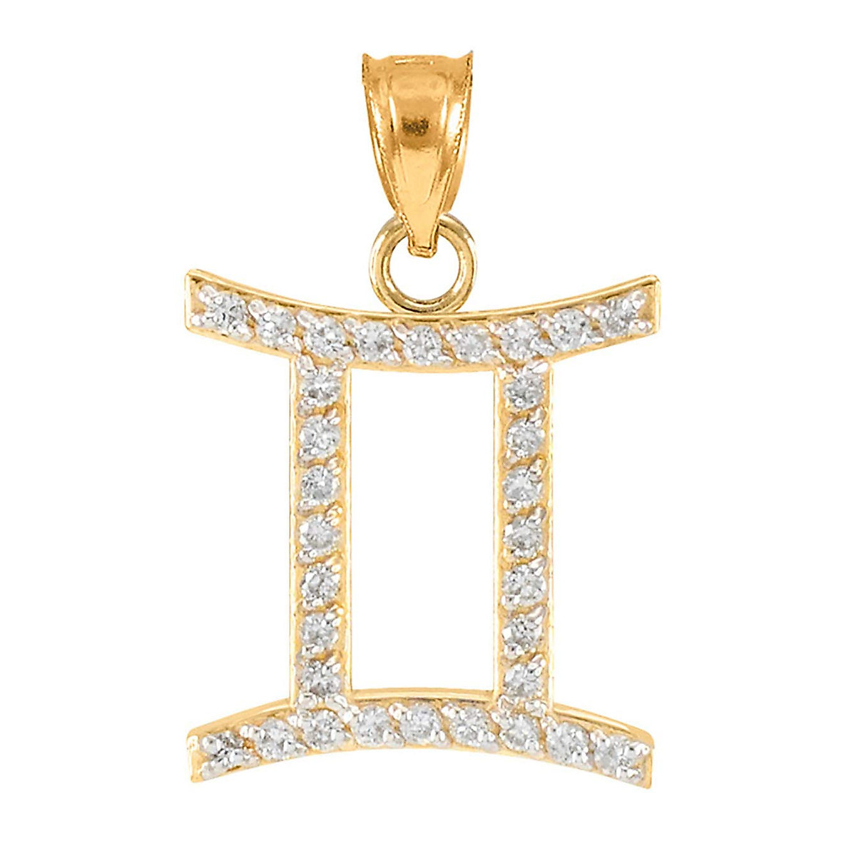 High Polish 14k Yellow Gold Diamond Gemini Zodiac Charm Pendant