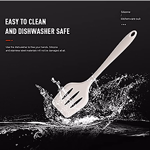 Silicone Cooking Utensils Set - 446°F Heat Resistant Kitchen Utensils,Turner Tongs,Spatula,Spoon,Brush,Whisk,Kitchen Utensil Gadgets Tools Set for Nonstick Cookware,Dishwasher Safe (BPA Free)