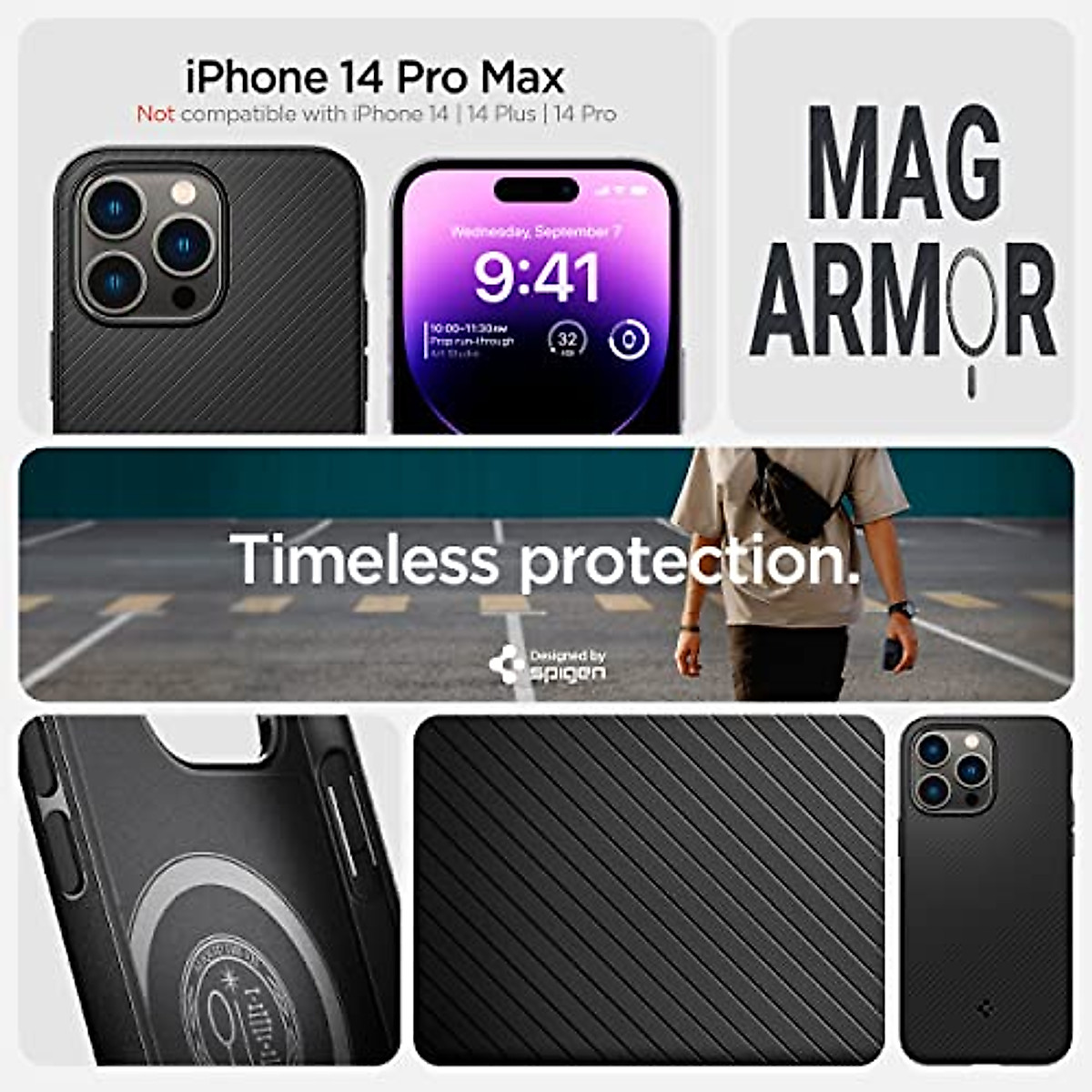 Spigen Mag Armor MagFit Bumper Case for iPhone 14 Pro Max (2022) - Matte Black, Compatible with MagSafe