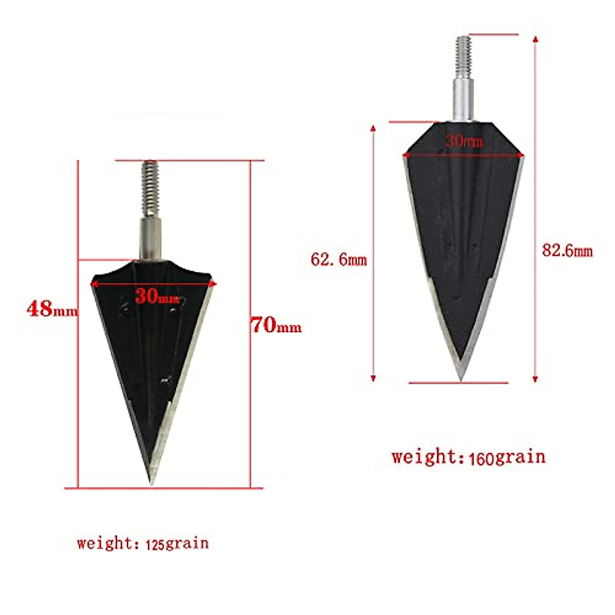 COLORFUL EAGLE 6PK Archery Broadheads 125Grain/160Grain Universal Thread 2 Fix Blade Tip Points Target for Outdoor Hunting Accessories (125 Grain)