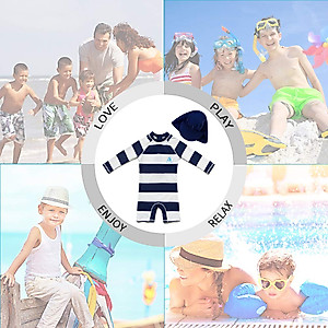 upandfast Baby/Toddler One Piece Zip Sunsuits With Sun Hat UPF 50+ Sun Protection Infant Beach Swimsuit (Stripe(LS), 3-6 Months)