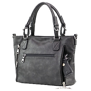 Lady Conceal Concealed Carry Purse - YKK Locking Ella Braided Concealed Weapon Tote (Gray)