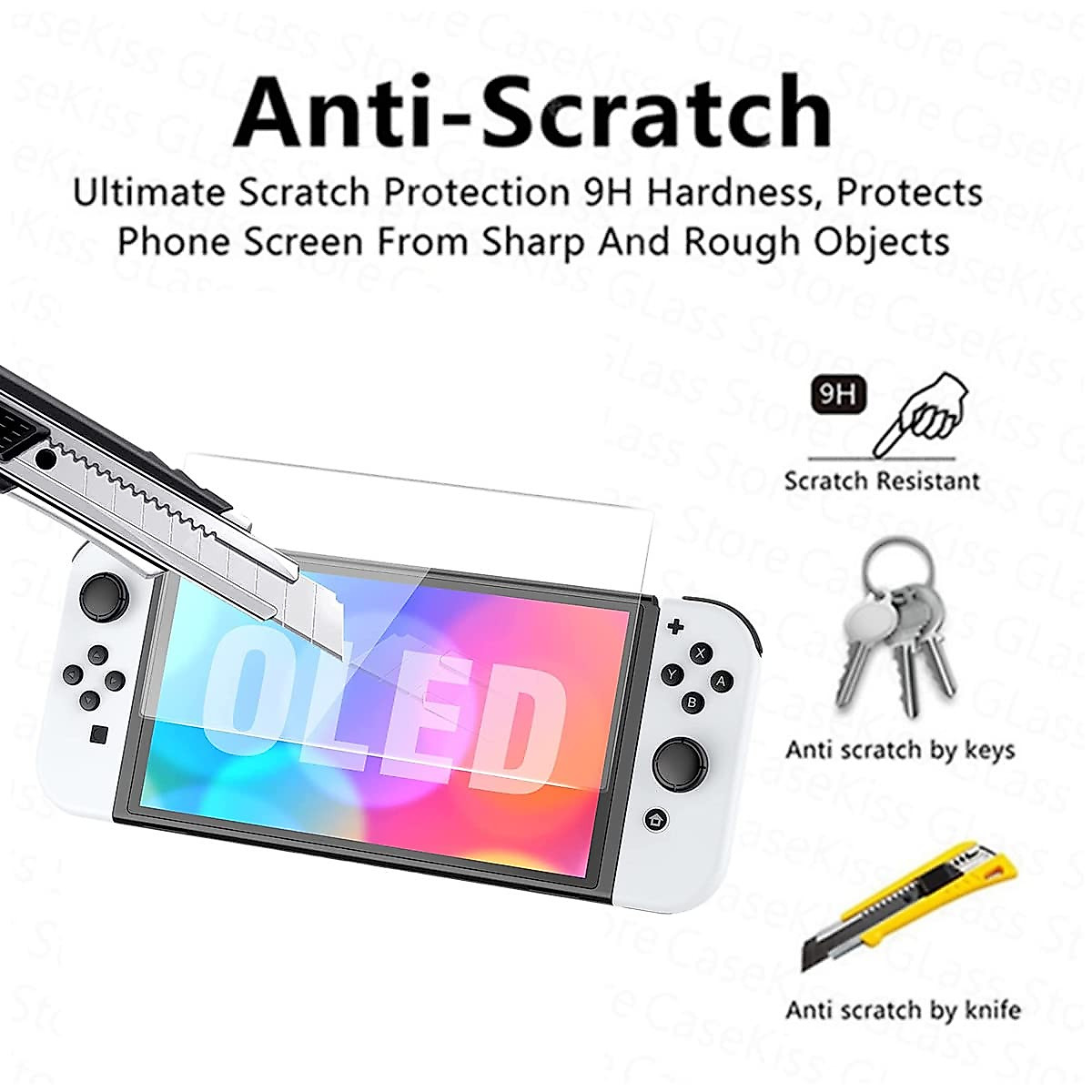 AISELAN for Nintendo Switch - OLED 2021 Clear Screen Protecotr Tempered Glass, [2 Pcs] Ultra Thin Anti-Scratch Easy to Install Screen Protective Flim for Nintendo Switch - OLED 2021 (7 inch)